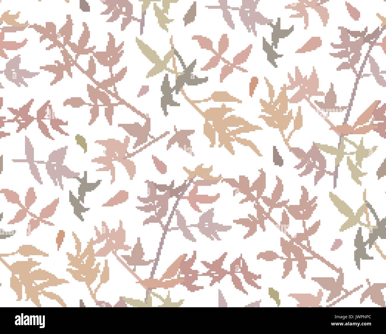 Seamless pattern leaf red orange yellow color leaves silhouette. Vector ...
