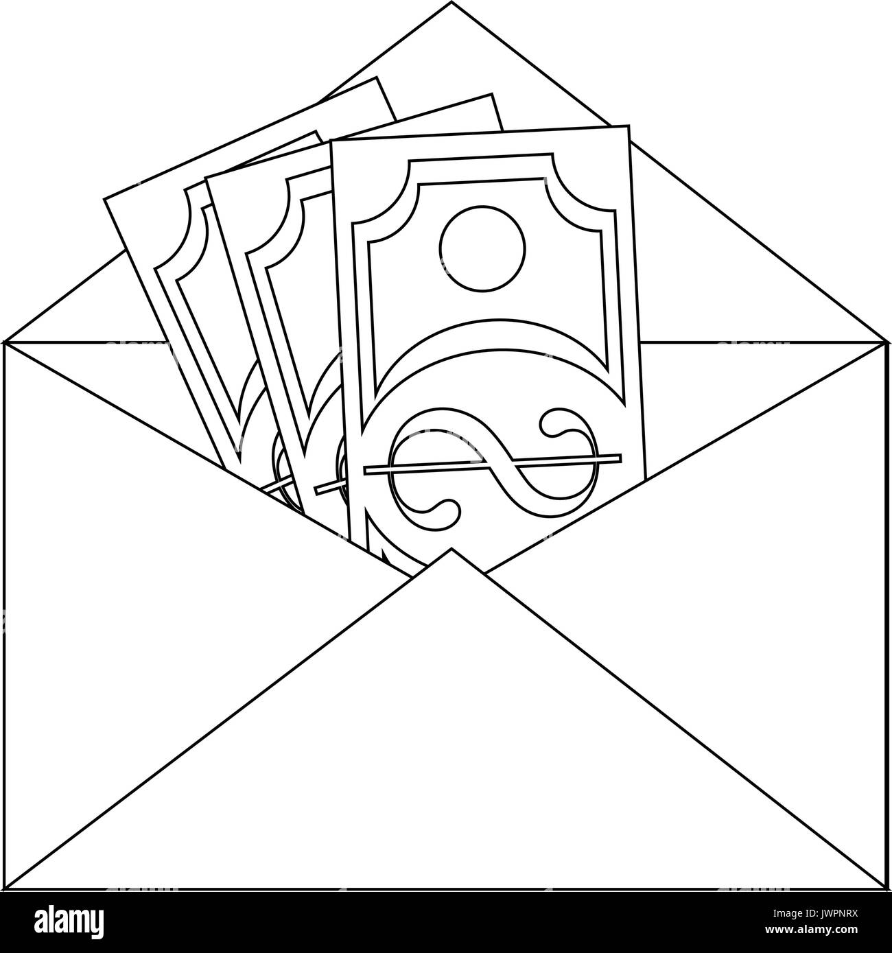 envelope with money icon over white background vector illustration ...