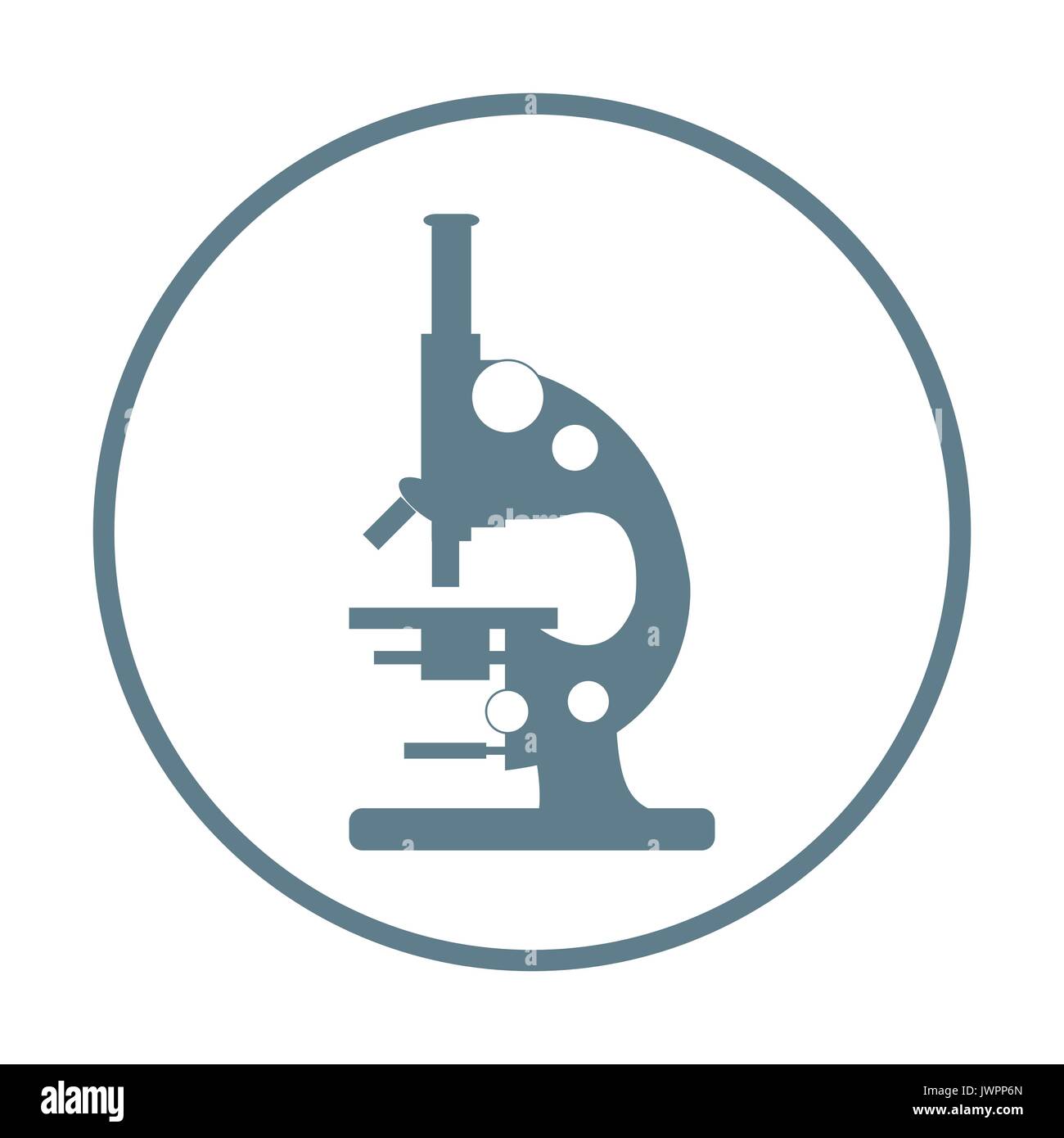 Stylized vector icon of microscope. Magnifying device sign. Laboratory ...
