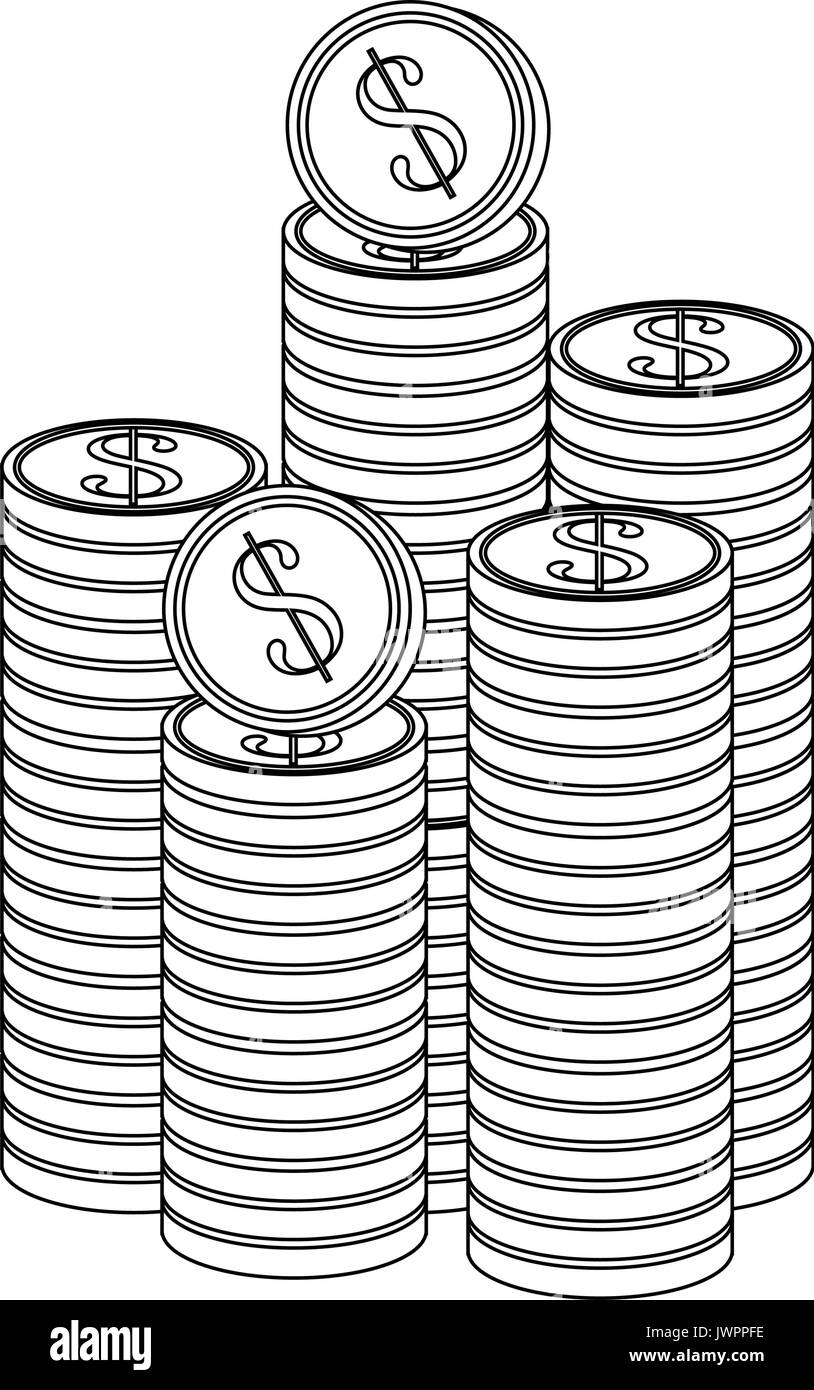 stack of money coins icon over white background vector illustration ...