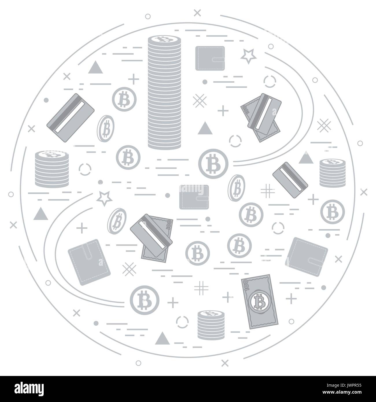 Vector illustration of different money, investment and financial icons ...