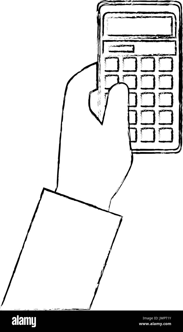 hand holding a calculator icon over white background vector ...