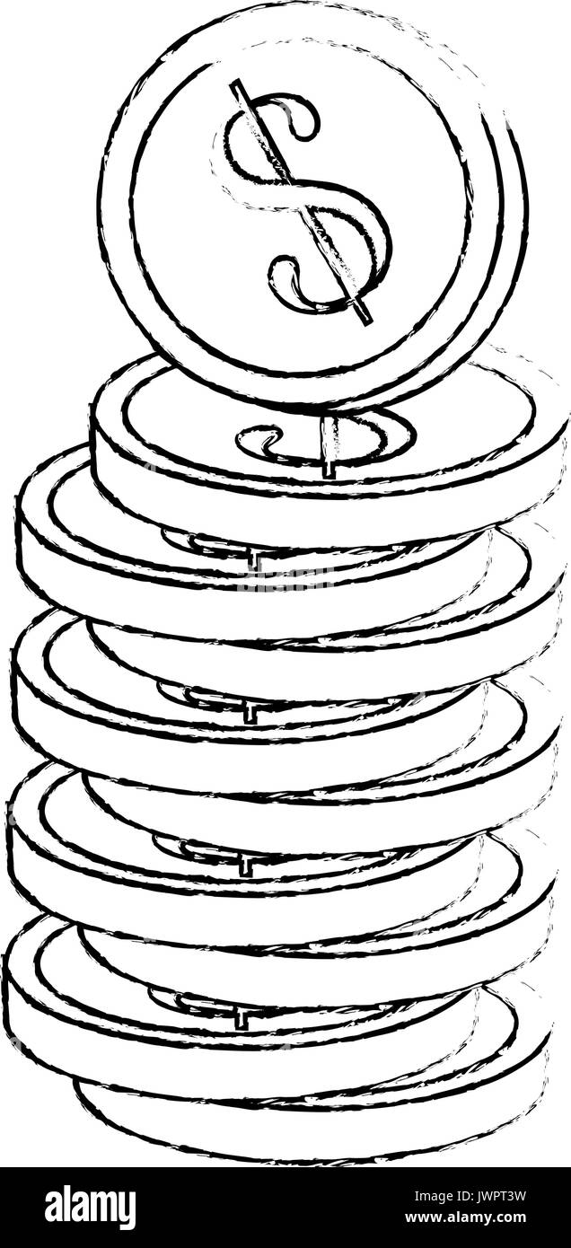 stack of money coins icon over white background vector illustration ...