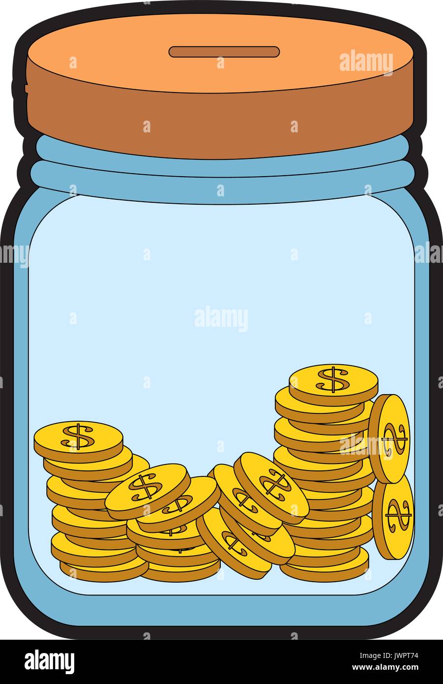 bottle with coins icon over white background vector illustration Stock ...