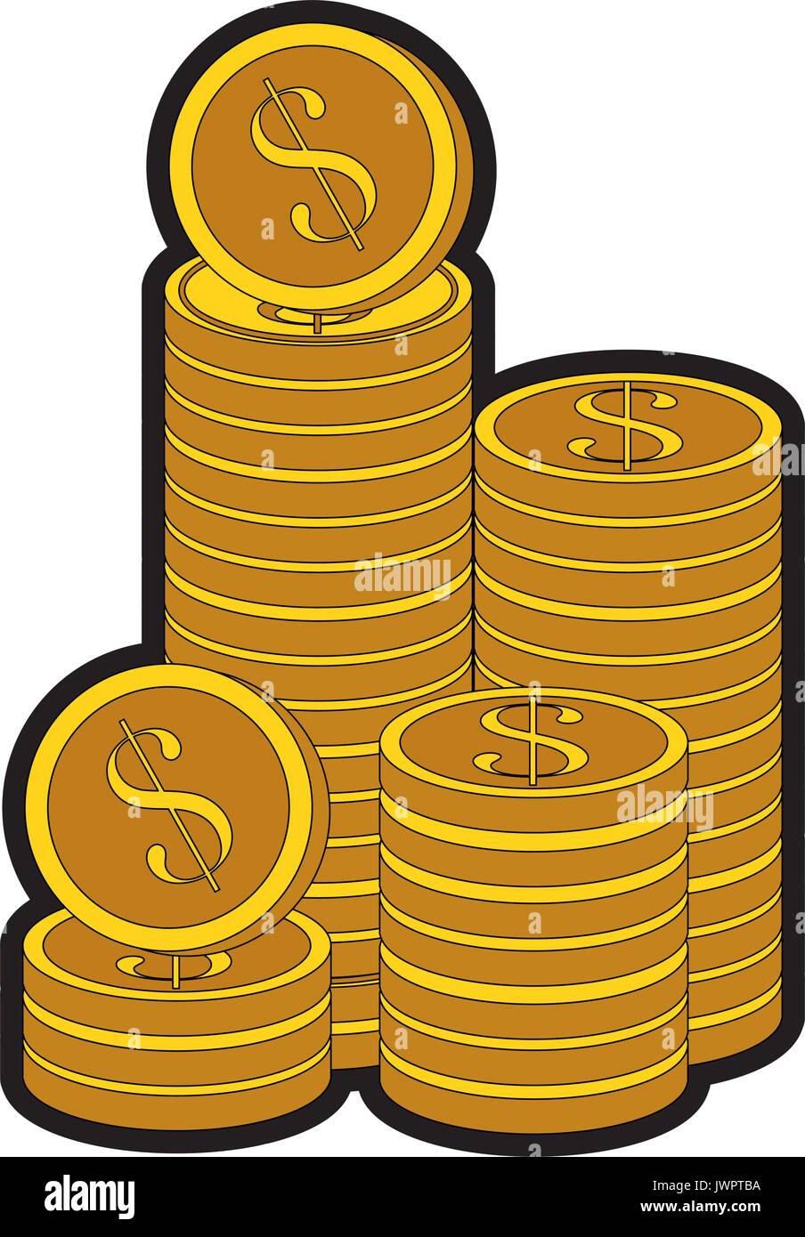 stack of money coins icon over white background vector illustration ...