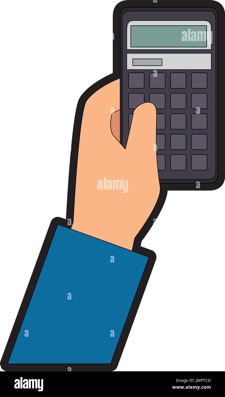 hand holding a calculator icon over white background vector ...