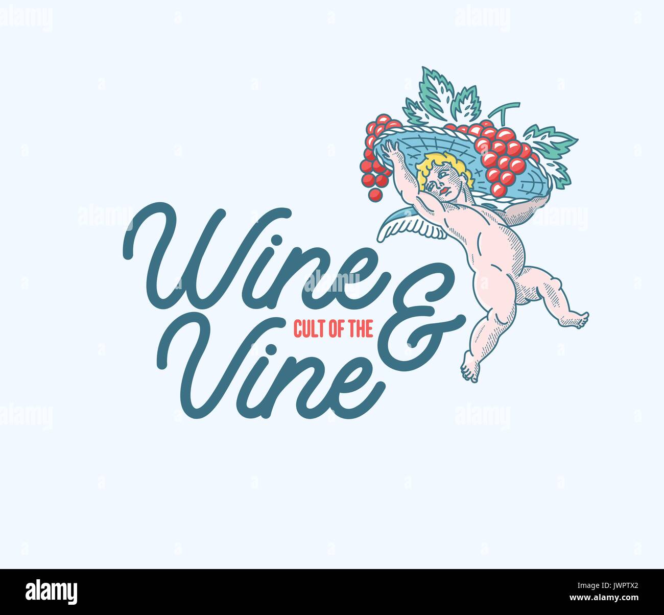 Colored vector illustration of an angel with grapes Stock Vector Image ...
