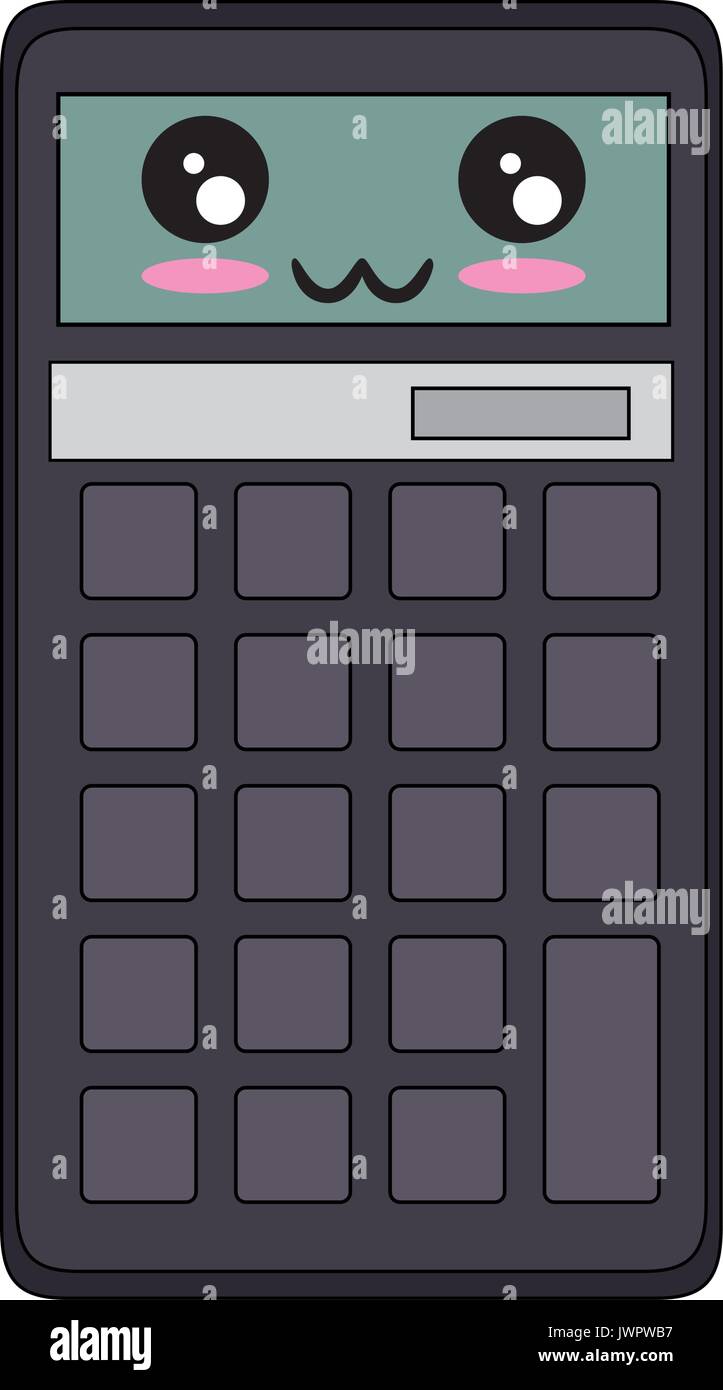 Calculator math device kawaii cartoon icon vector illustration graphic ...