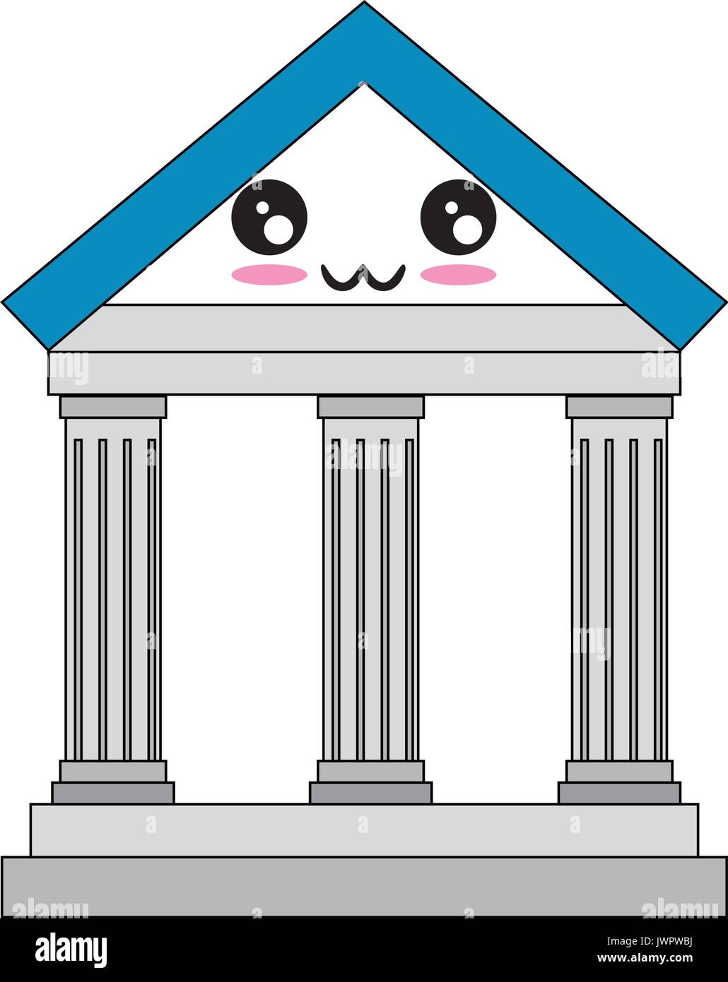 Bank building symbol kawaii cartoon icon vector illustration graphic ...