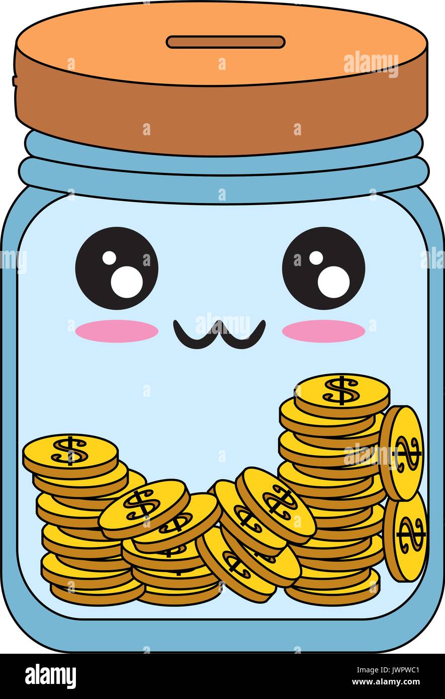 Savings box with coins kawaii cartoon icon vector illustration graphic ...