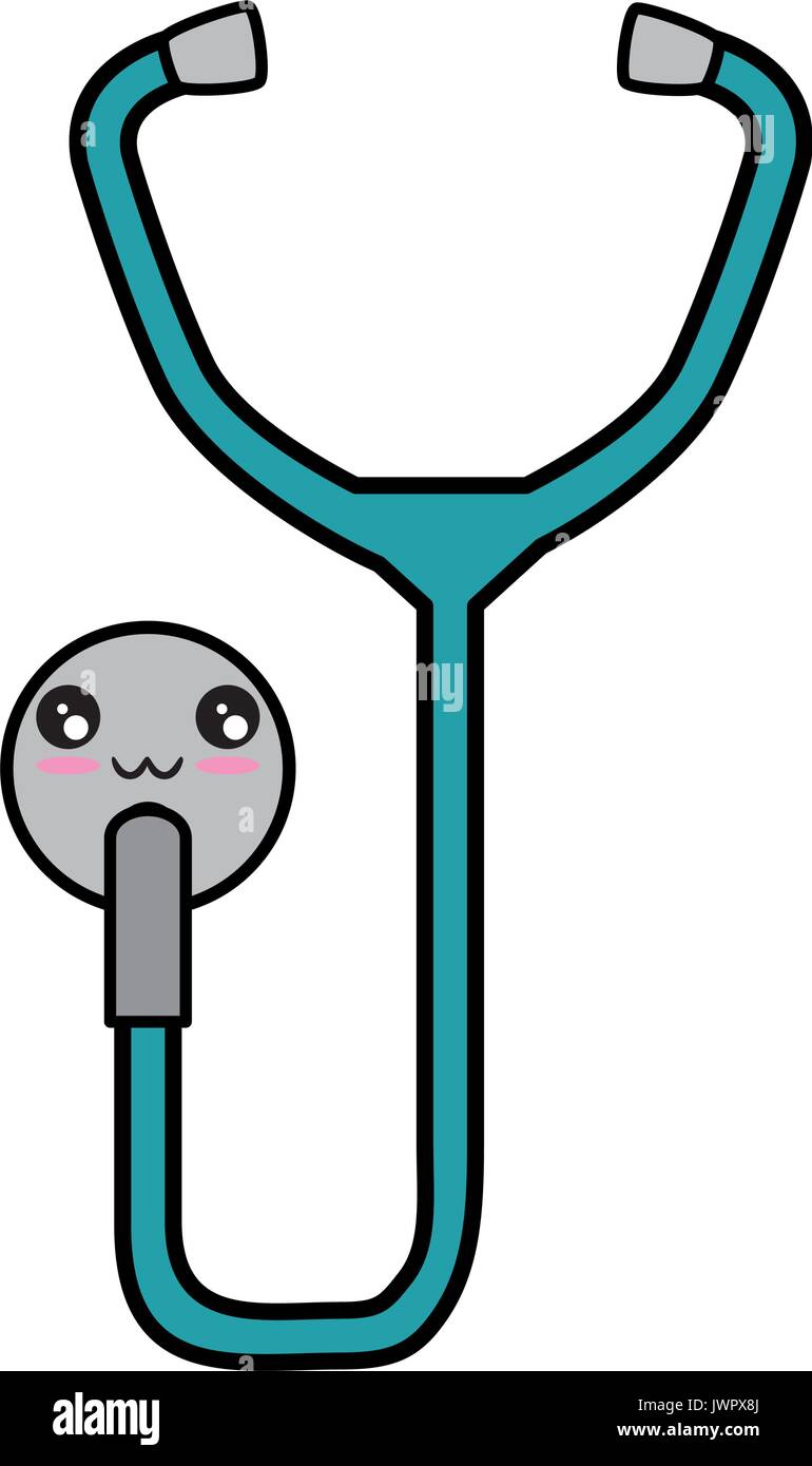 Stethoscope doctor tool kawaii cartoon vector illustration graphic ...