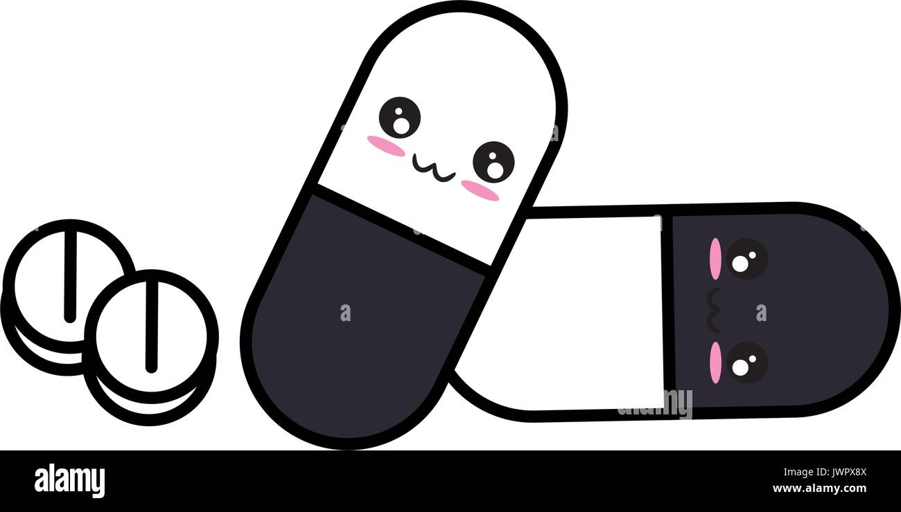 Medicine pills isolated kawaii cartoon vector illustration graphic ...