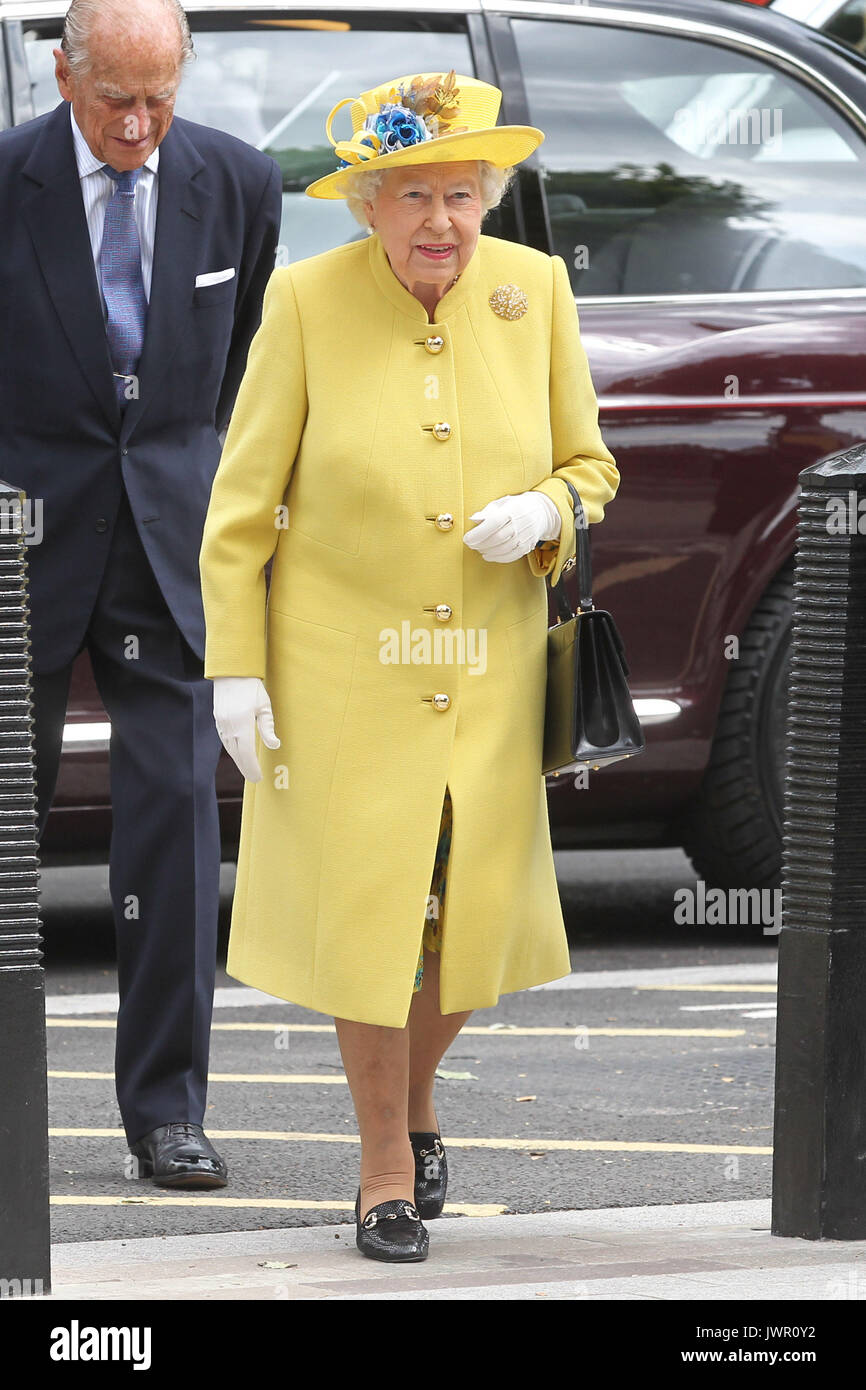 Her Majesty The Queen, accompanied by His Royal Highness The Duke of ...