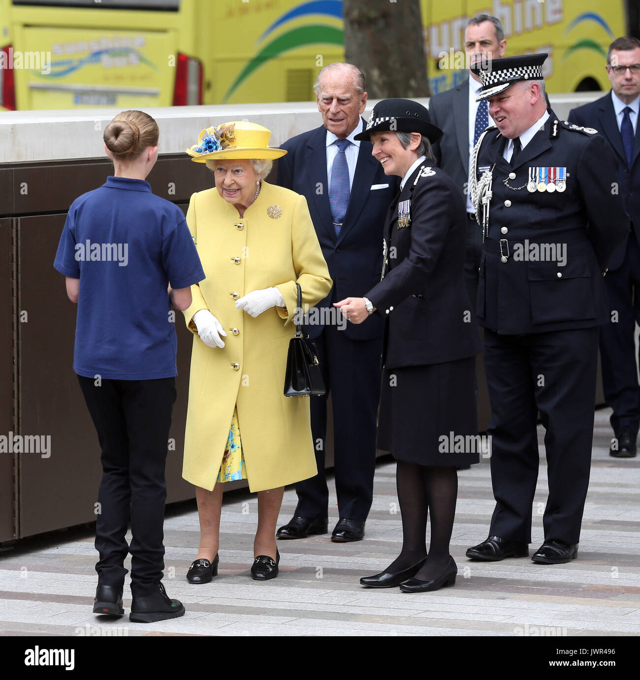 Her Majesty The Queen, accompanied by His Royal Highness The Duke of ...