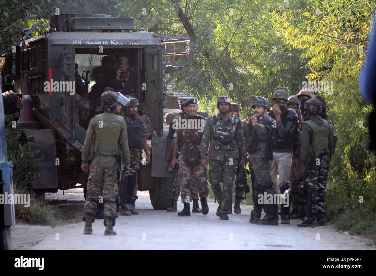 Shopian, India. 13th Aug, 2017. Three local rebels and two army men ...