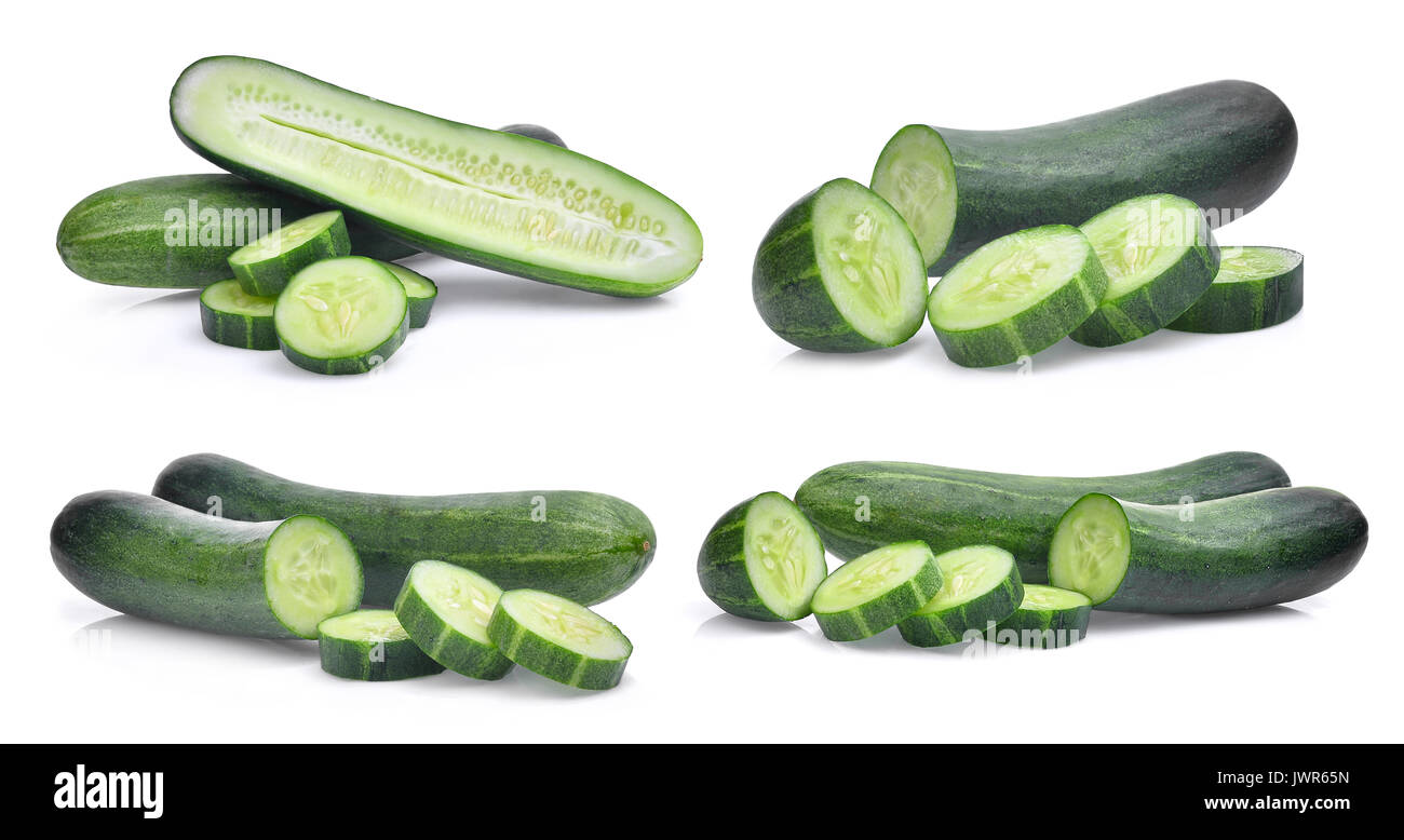 set of fresh cucumber isolated on white background Stock Photo - Alamy