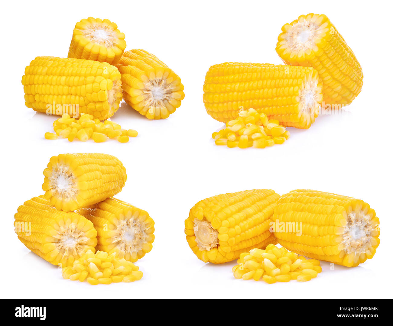 set of corn on the cob isolated on white background Stock Photo - Alamy