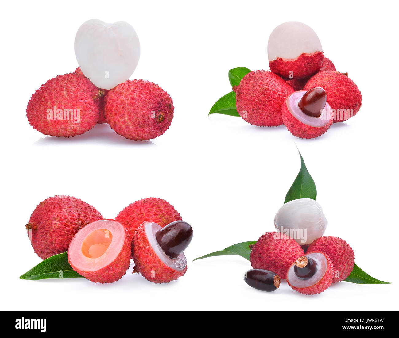 set of lychee isolated on white background Stock Photo - Alamy