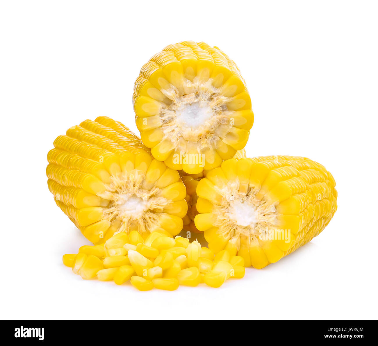 sweet corn on the cob isolated on white background Stock Photo - Alamy