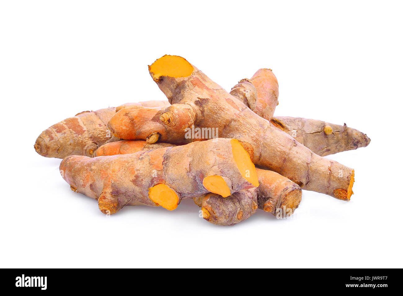 turmeric root, tropical herbs isolated on white background Stock Photo ...