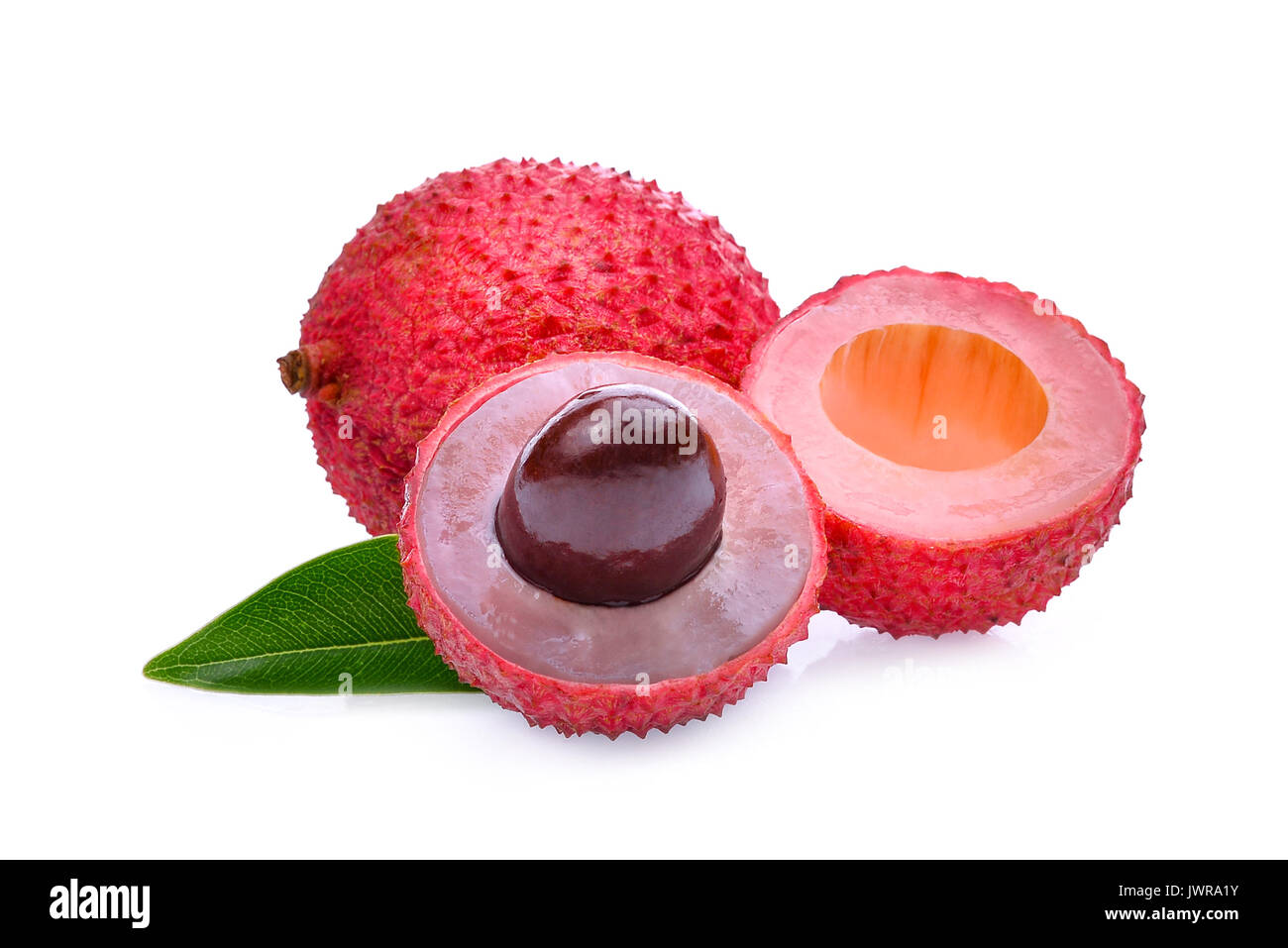 lychee with leaf tropical fruit isolated on white background Stock ...