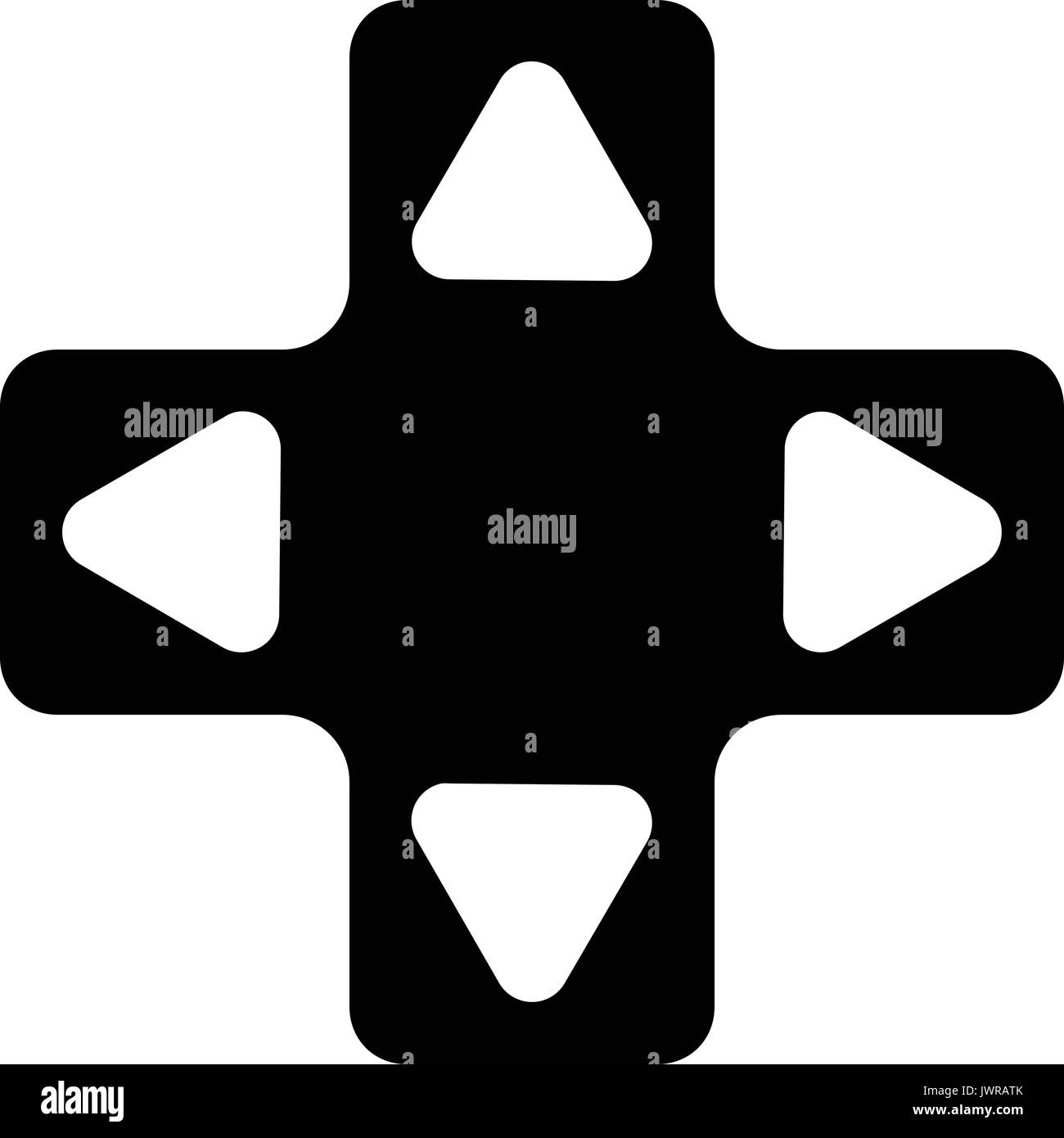 A black and white silhouette of a directional pad Stock Vector Image ...