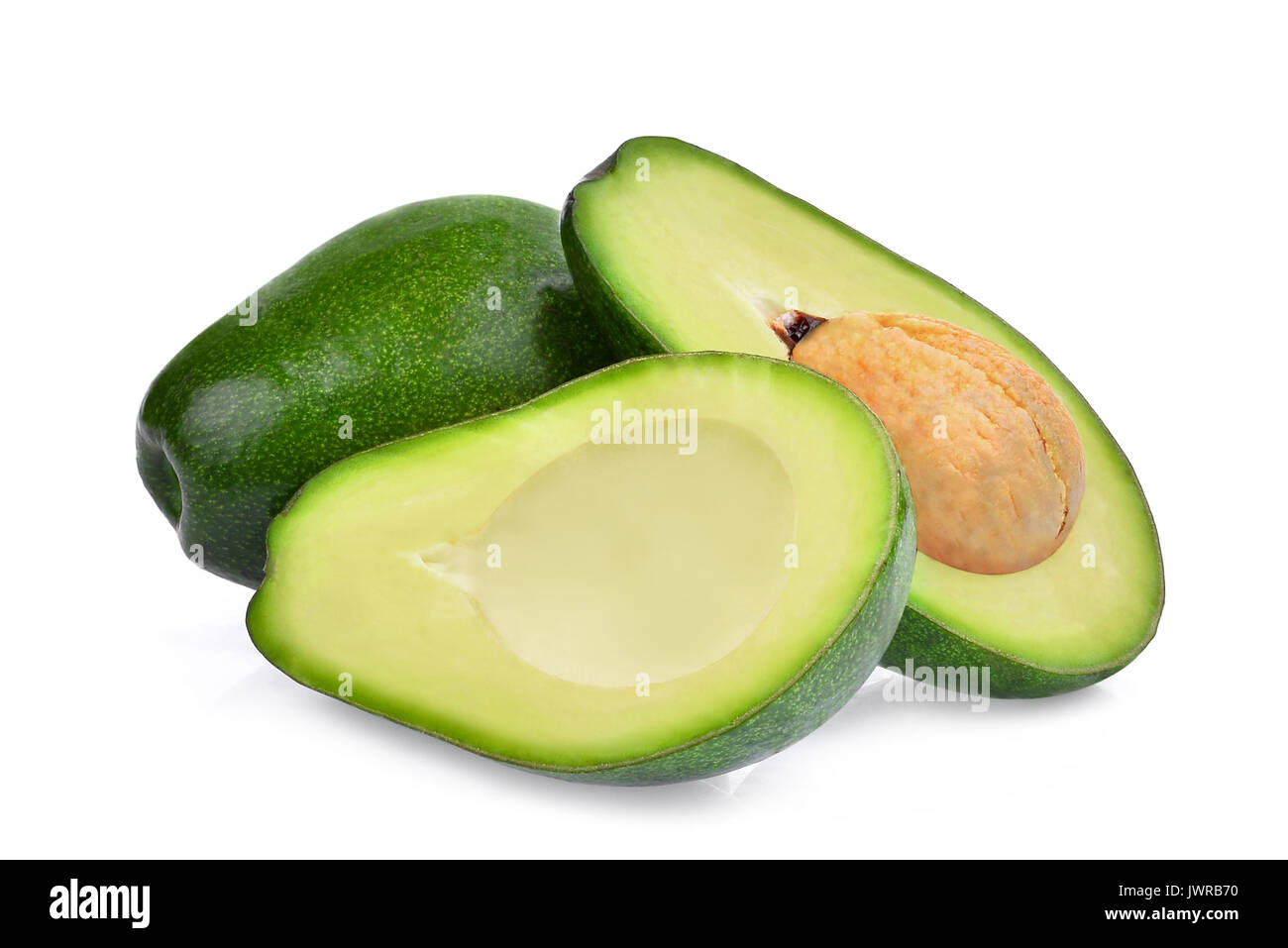 fresh whole and half avocado isolated on white background Stock Photo ...