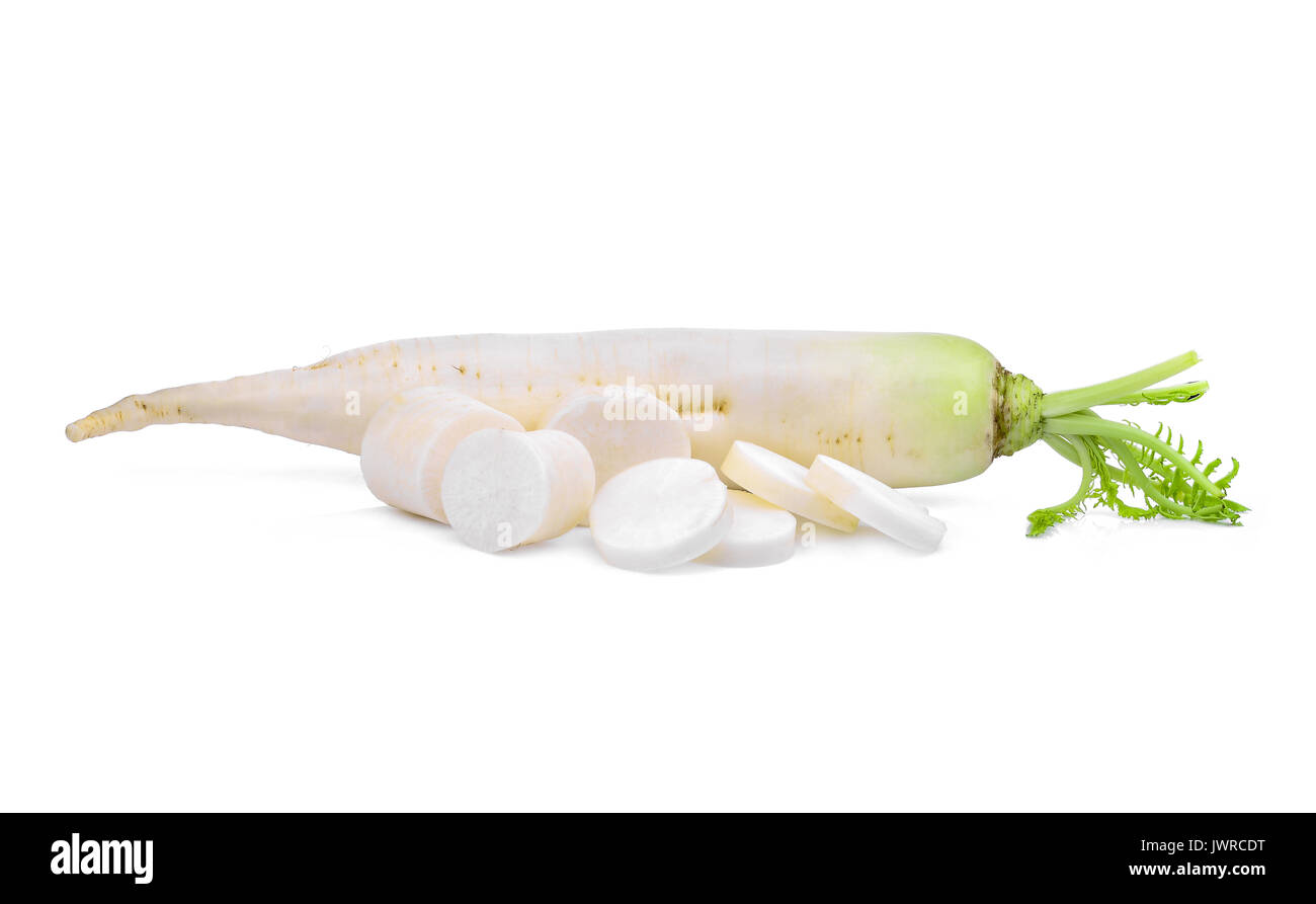 fresh daikon radish with slice isolated on the white background Stock ...