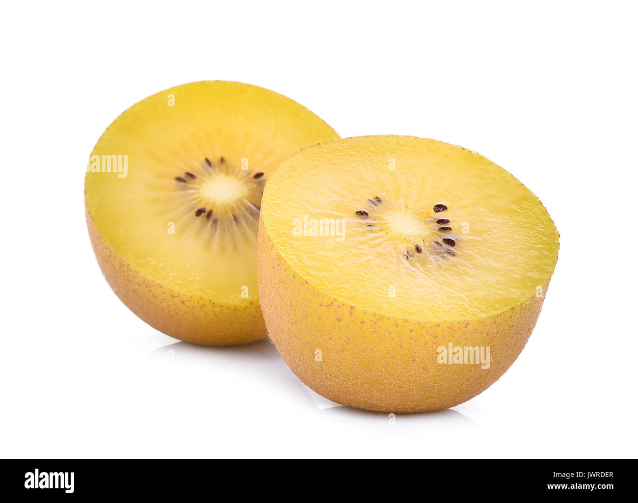 half of yellow or gold kiwi fruit isolated on white background Stock ...