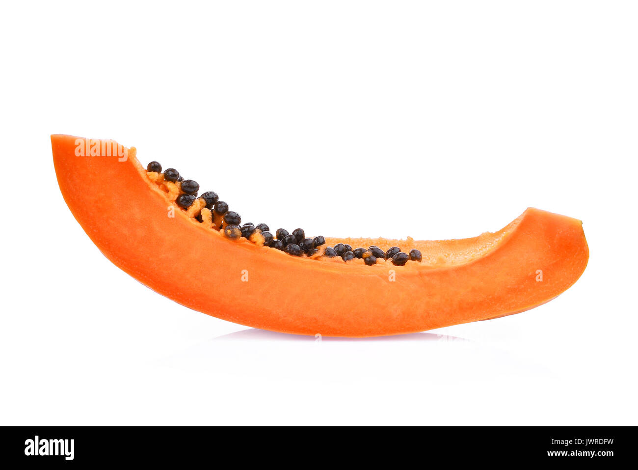 sliced of ripe papaya with seeds isolated on white background Stock ...