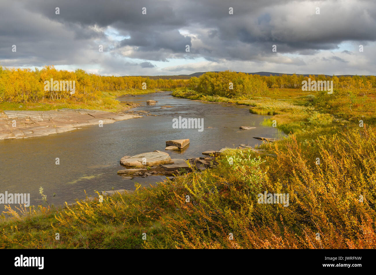 Autumn river Finnmark Norway Stock Photo - Alamy