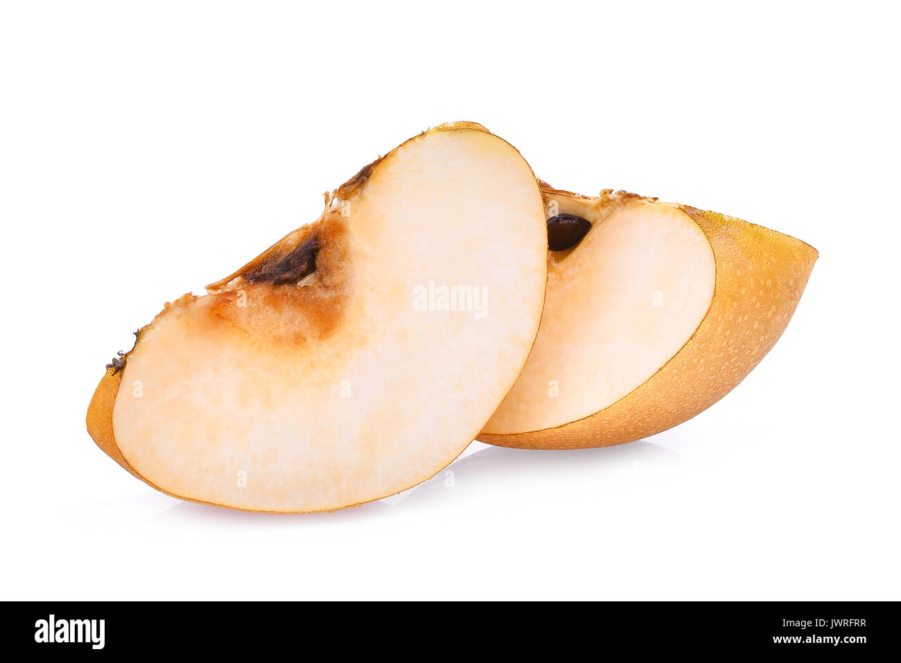 slice of snow pear fruit isolated on white background Stock Photo - Alamy
