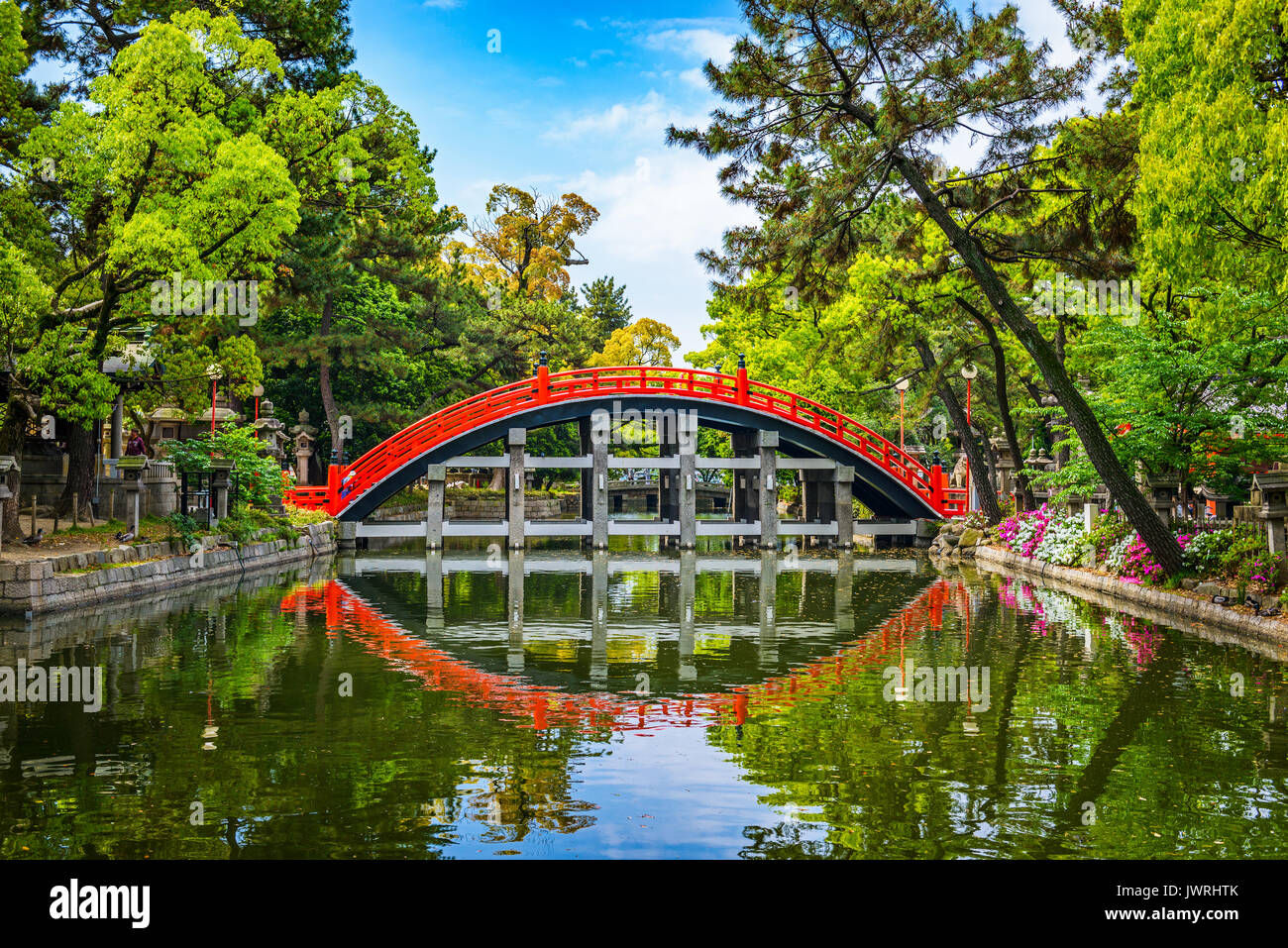 Osaka, Japan at the Taiko Drum Bridge of Sumiyoshi Taisha Grand Shrine ...