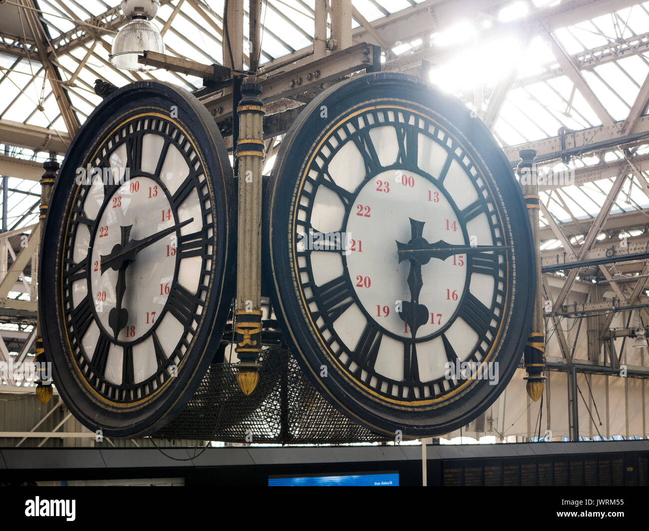 The famous clock at Waterloo station, famed for being a meeting place ...