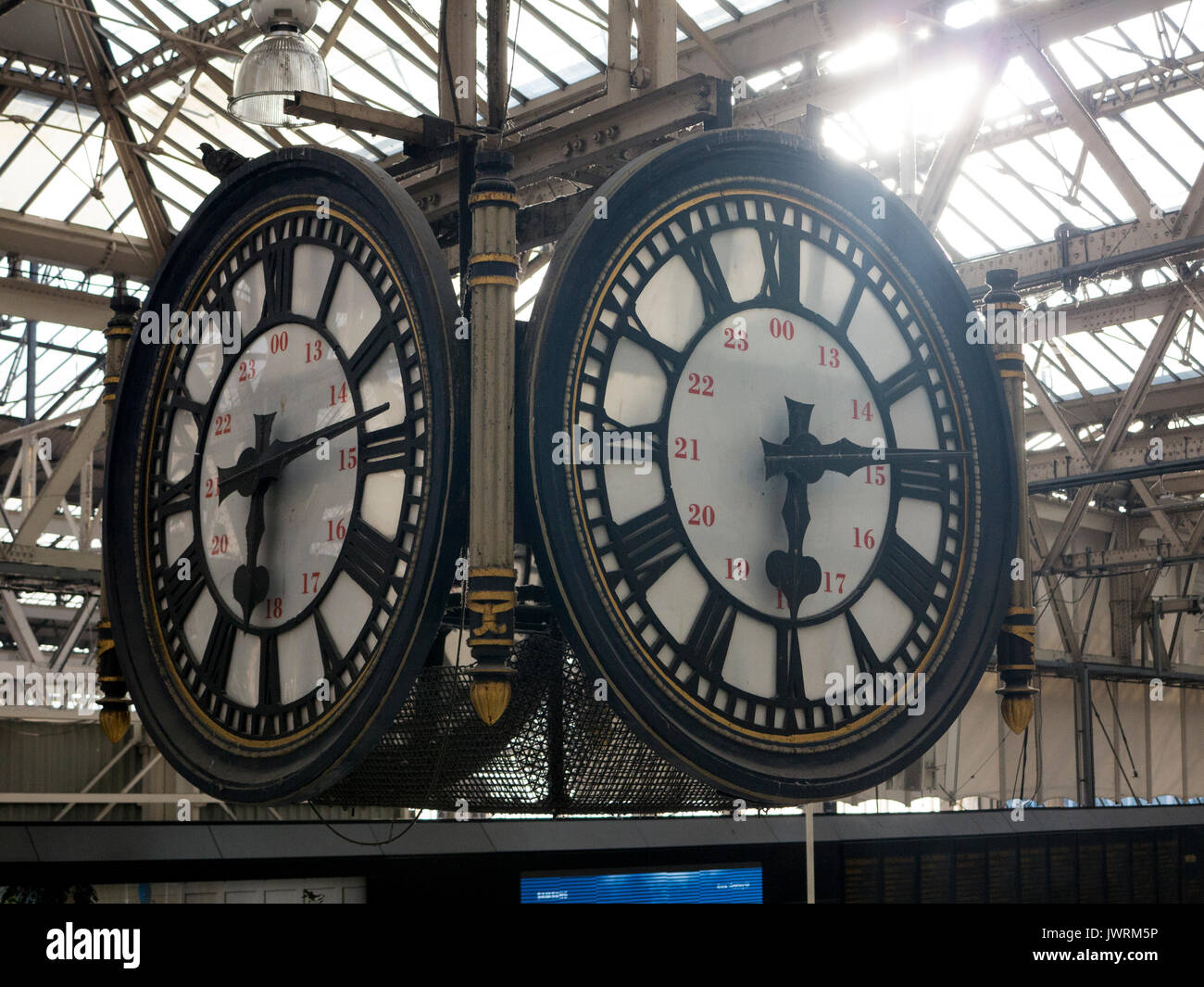 The famous clock at Waterloo station, famed for being a meeting place ...