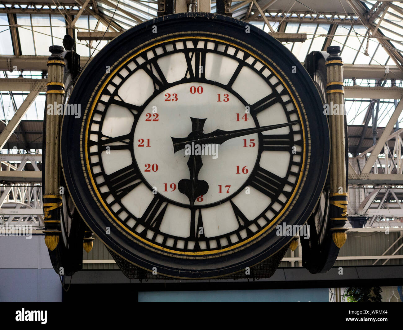 The famous clock at Waterloo station, famed for being a meeting place ...