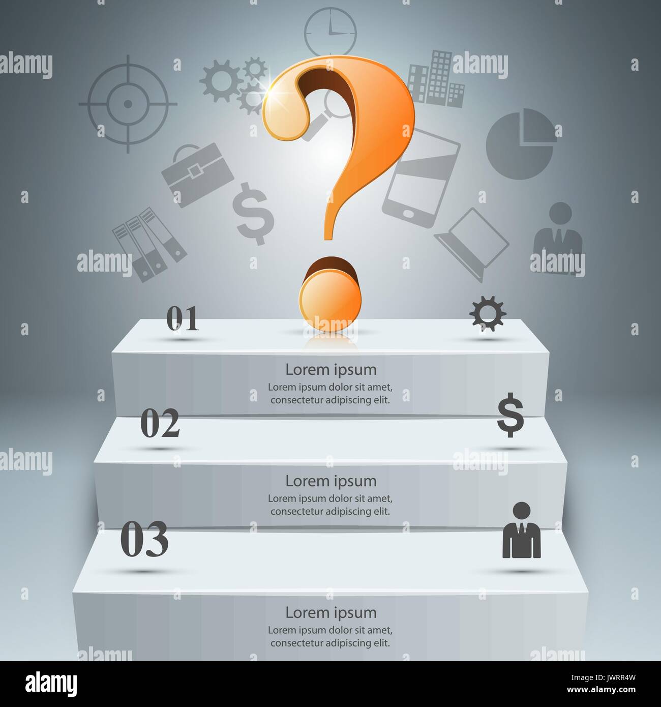 3D digital illustration Infographic. Question icon Stock Vector Image ...