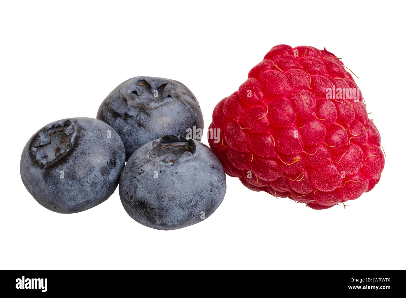 Raspberry and blueberries isolated on a white background Stock Photo ...