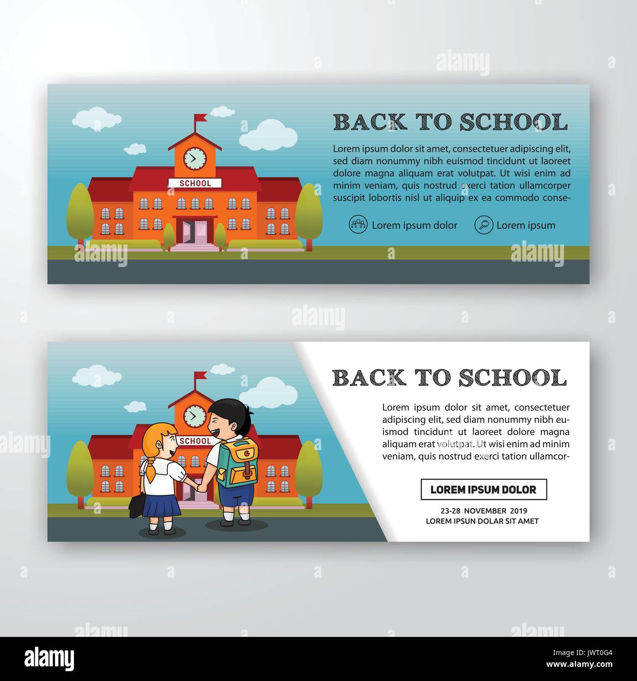 student and school buiding banner.Vector illustration Stock Vector ...