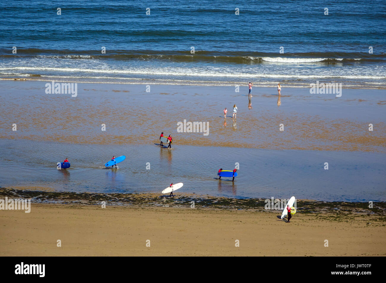 People on the beach, summer, Saltburn by the Sea, North Yorkshire ...