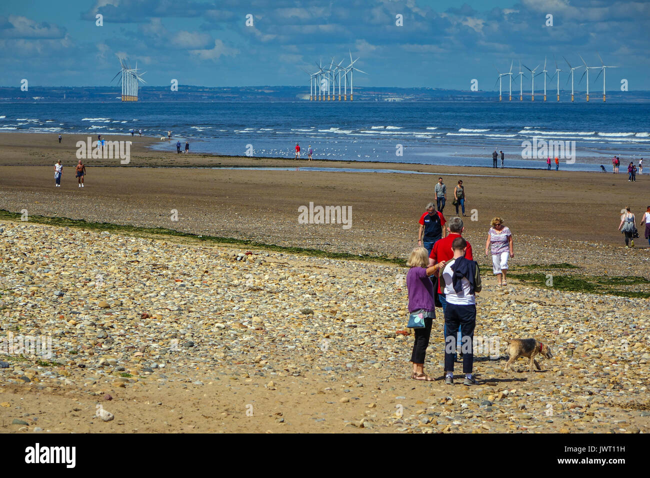 People on the beach, summer, Saltburn by the Sea, North Yorkshire ...