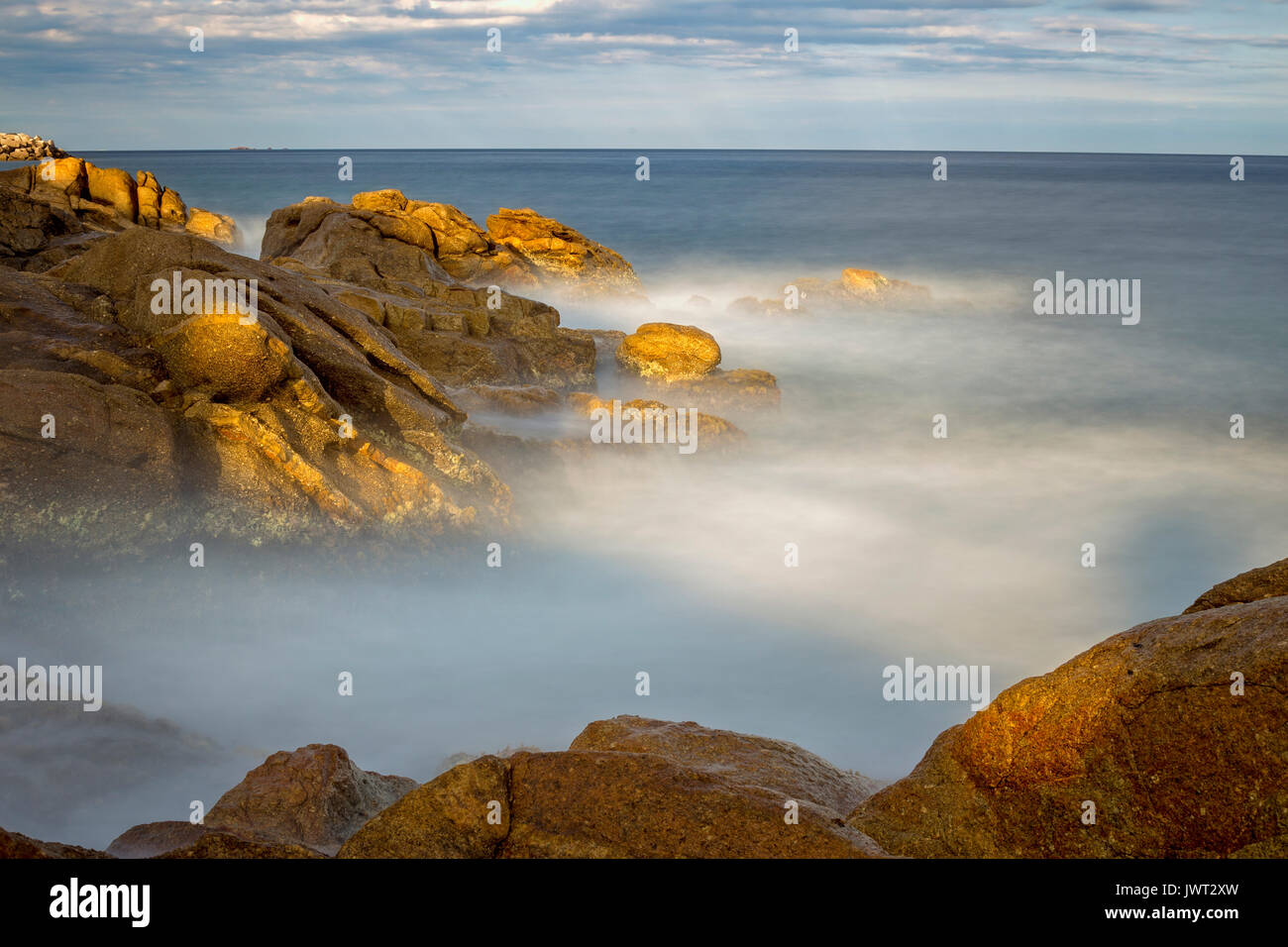 Coastal with rocks ,long exposure picture from Costa Brava, Spain Stock ...