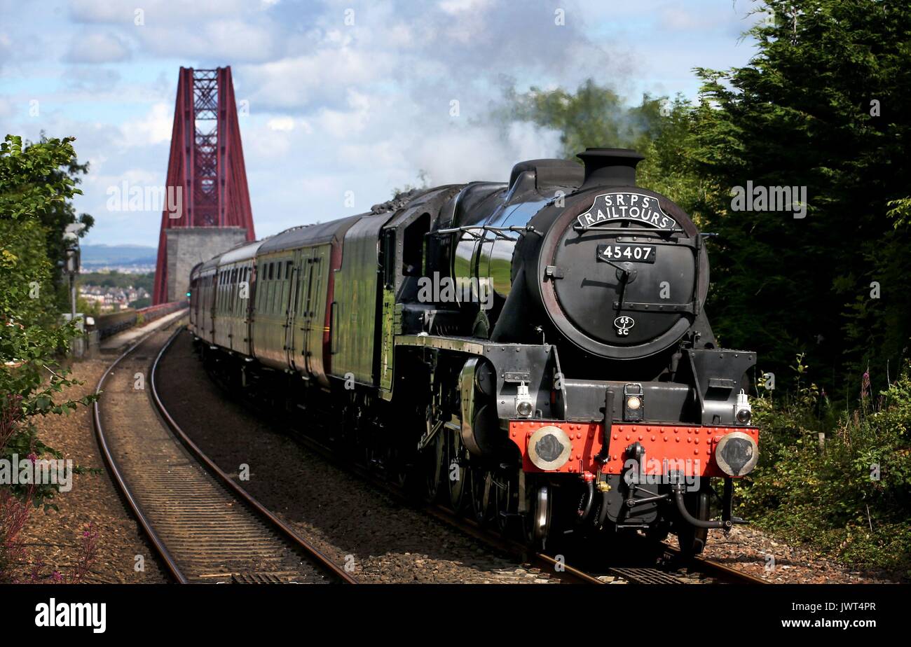 STANDALONE Photo. The LMS Stanier Black Five steam locomotive travels ...