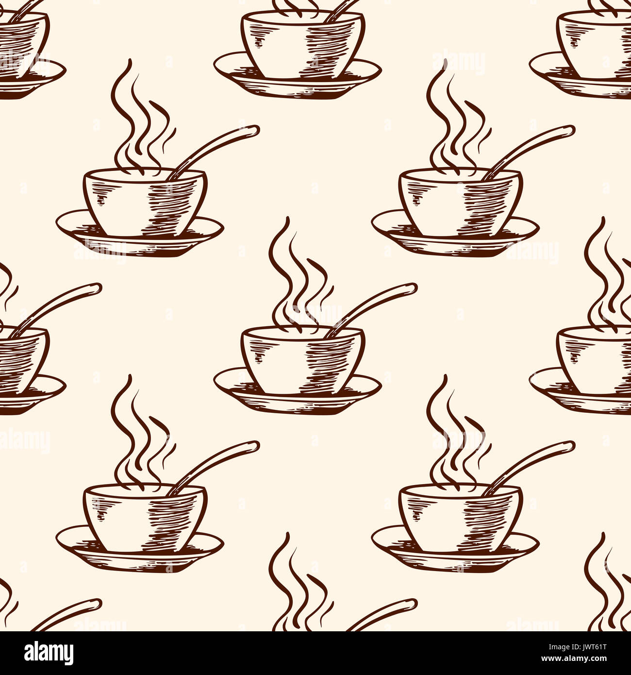 Vintage seamless pattern with coffee cup Stock Photo - Alamy