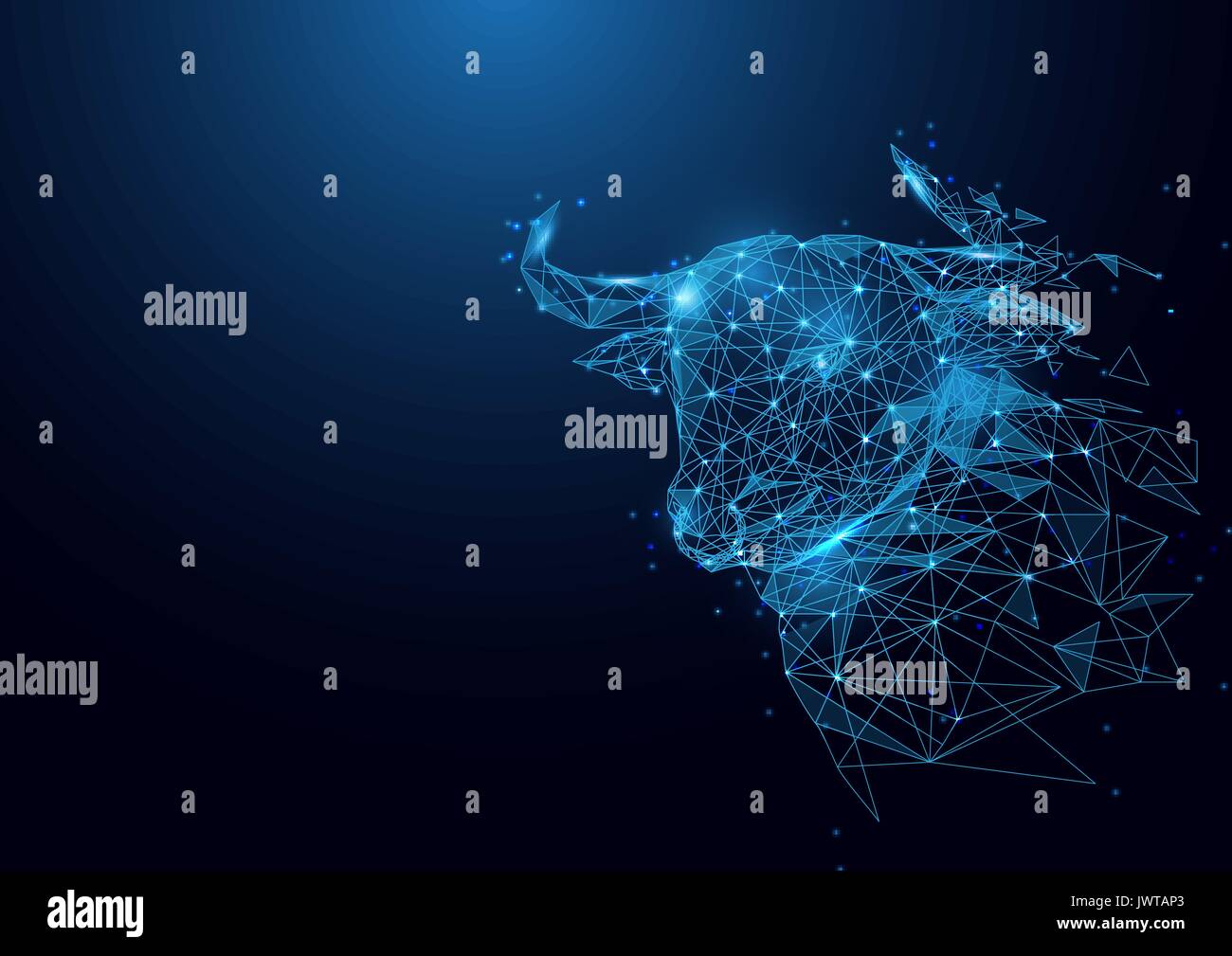 Low polygon Bull head wireframe mesh on blue background Stock Vector ...