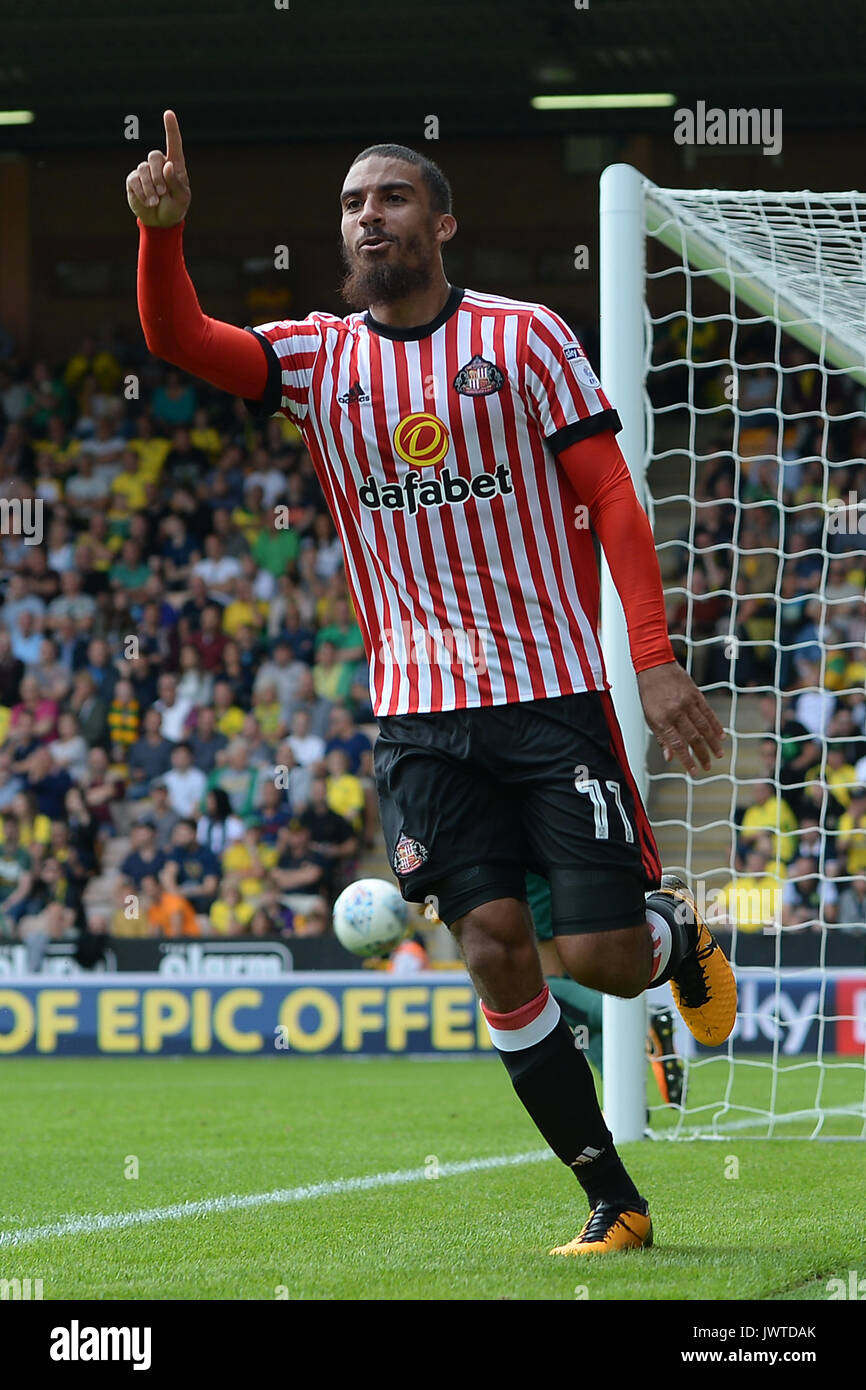 Sunderland's Lewis Grabban celebrates scoring his teams third goal ...