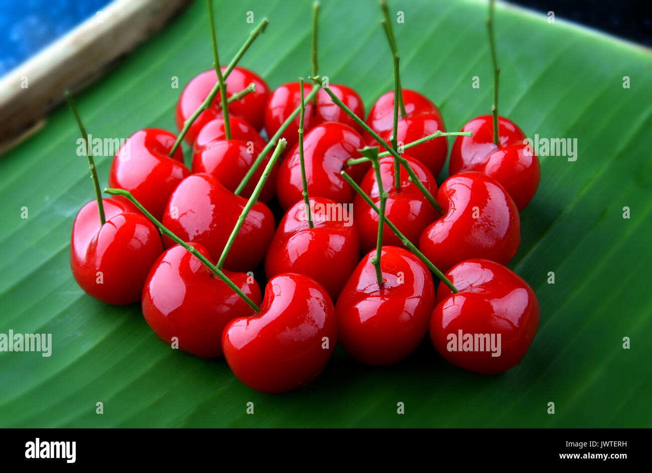Fruit shape dessert or Look choop in Thailand made from ground mung ...