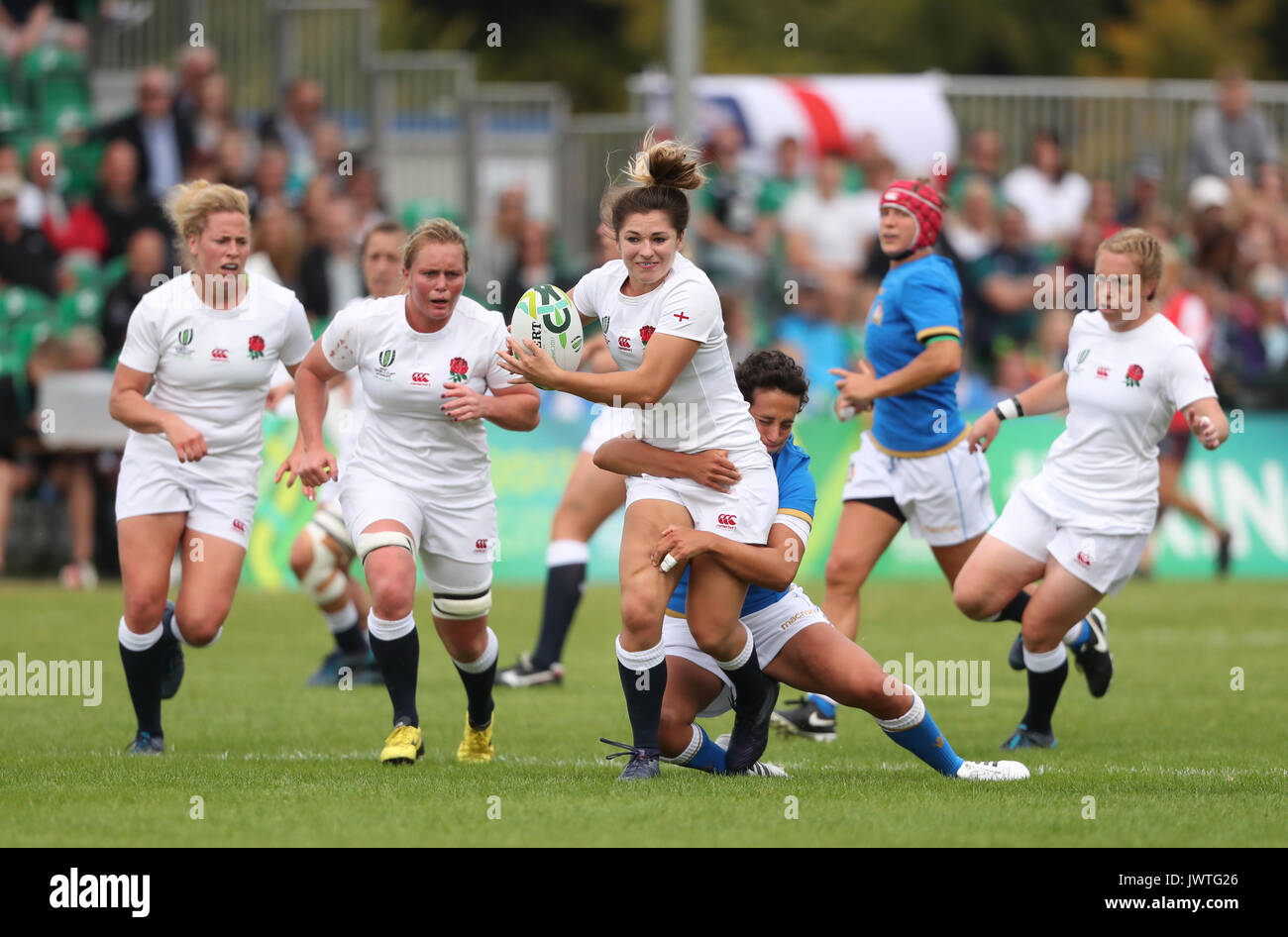 England's Amy Wilson-Hardy is tackled by Italy's Manuela Furlan during ...