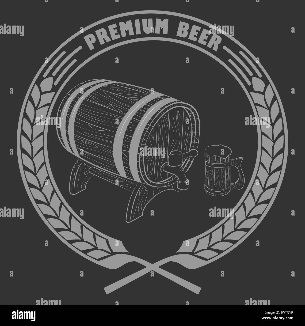 illustration of a barrel of beer for lable Stock Photo - Alamy