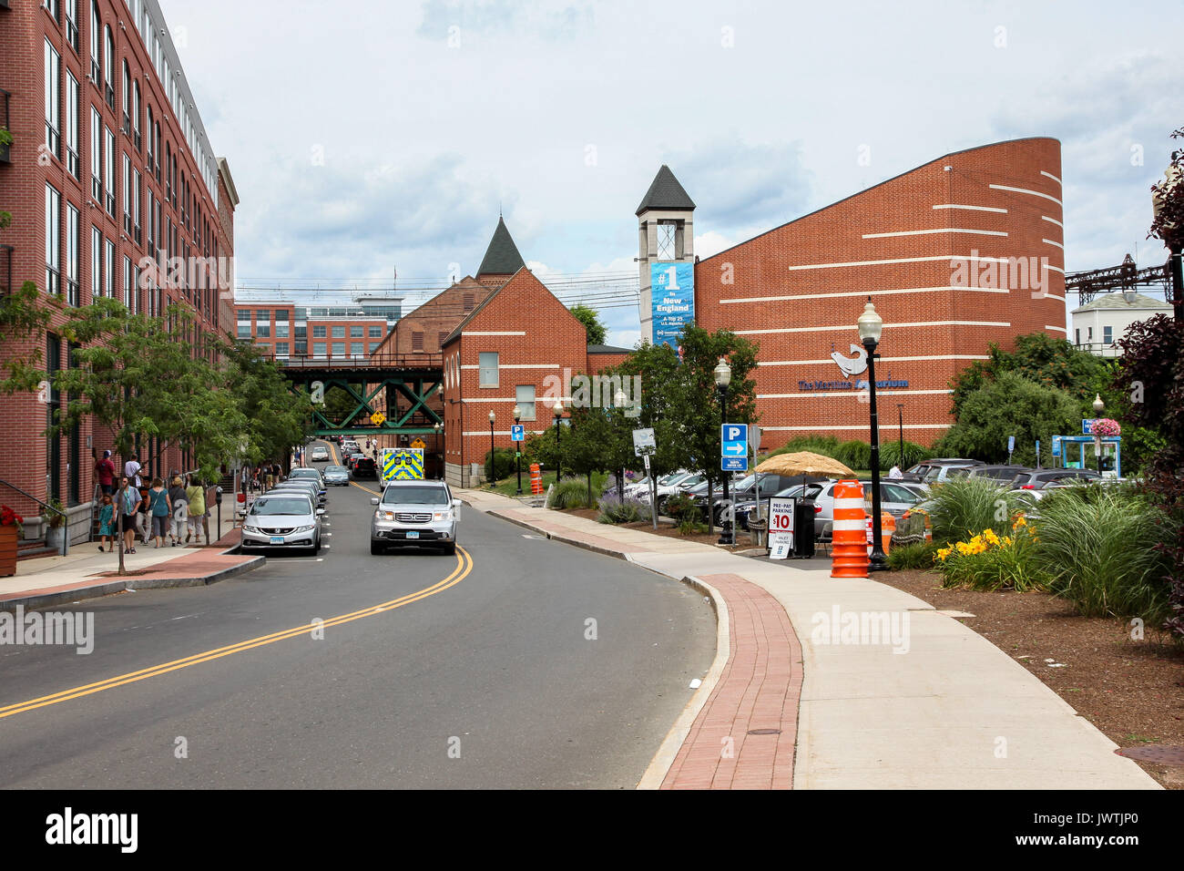 NORWALK - AUGUST 6: The Maritime Aquarium building with street view in ...